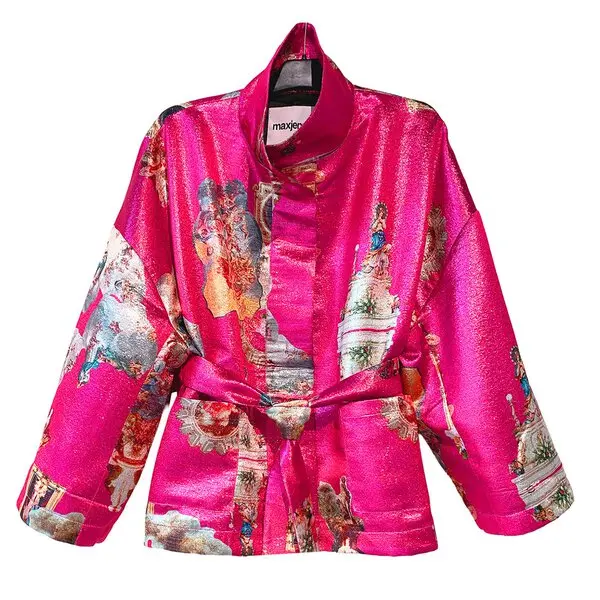 MAXJENNY Printed Metallic Jacquard Boxy Jacket