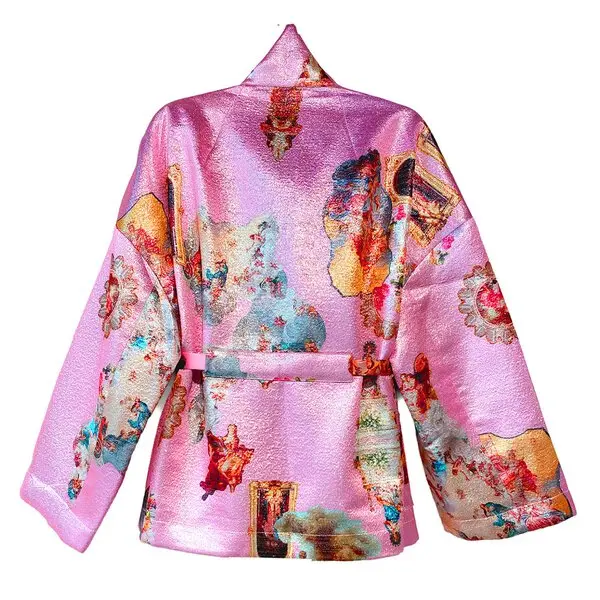 MAXJENNY Square Boxy Jacket In Sicily Powder Print With Metallic Finish
