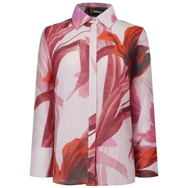 SMART AND JOY Long Sleeve Floral Print Blouse