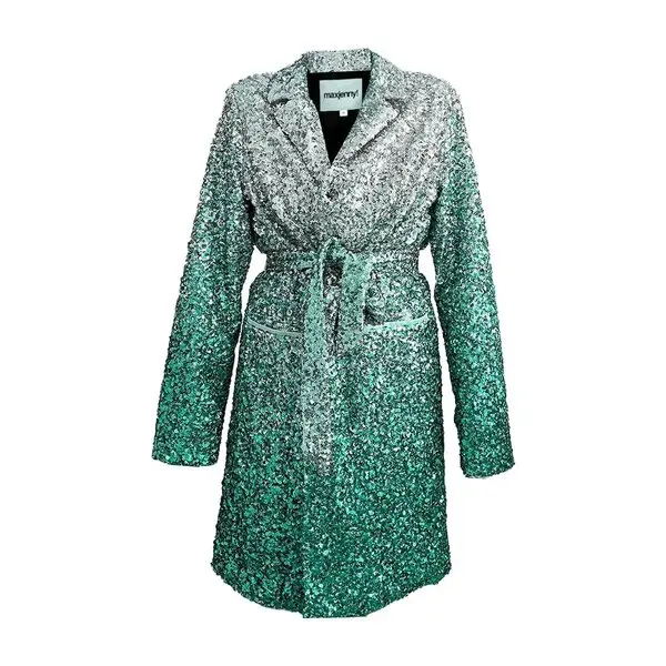 MAXJENNY Sequined Belted Coat