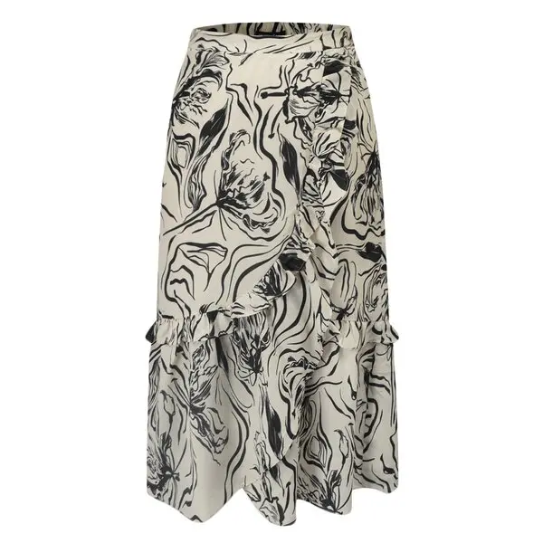 SMART AND JOY Flared Midi Skirt With Graphic Print