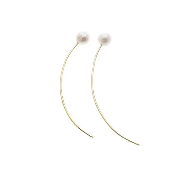 SILVER MOON Sterling Silver Pearl Drop Earrings - White/gold