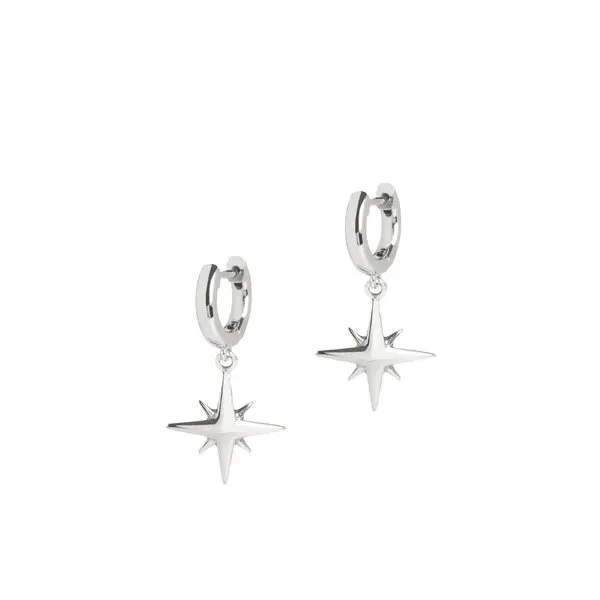 MURU Star Huggie Hoop Earrings - Silver