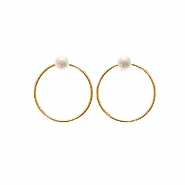 SILVER MOON Gold-plated Sterling Silver Pearl Orbit Earrings - Gold/white