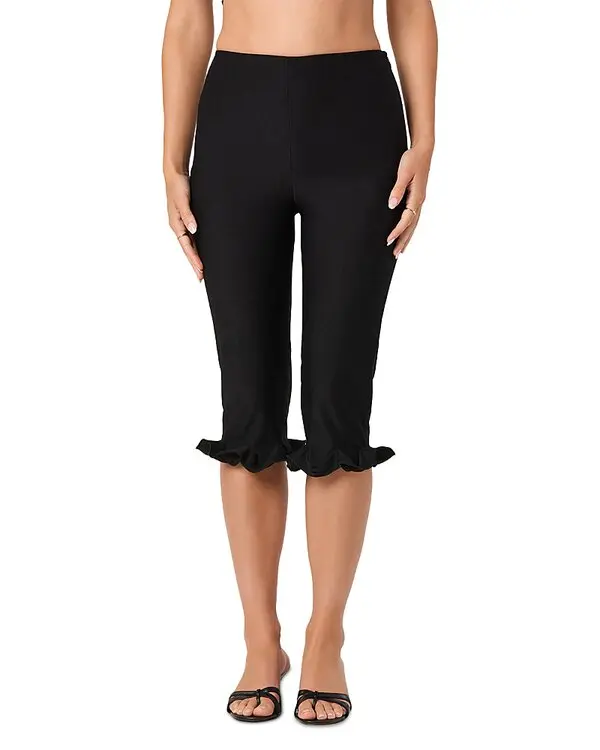 Astr The Label Amalie Slim Capri Pants With Ruffle Hem