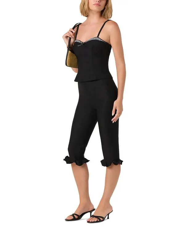 Astr The Label Amalie Slim Capri Pants With Ruffle Hem