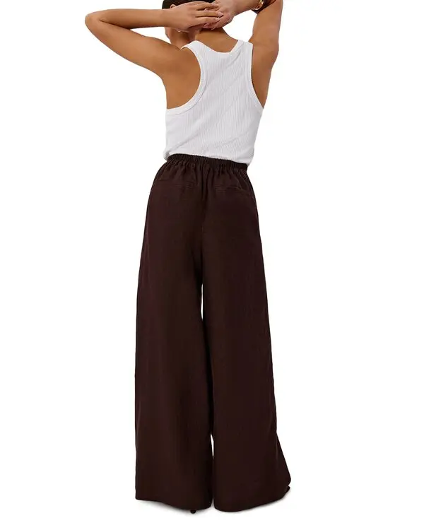 Whistles Petites Wide Leg Linen Trousers