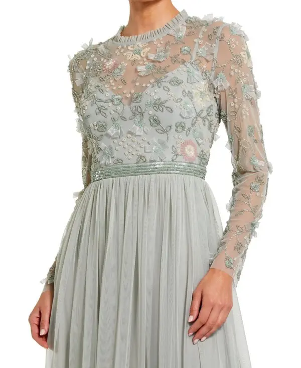 Mac Duggal Embellished Illusion High Neck Gown