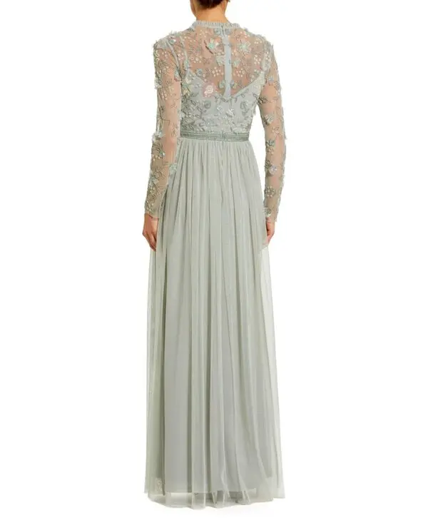 Mac Duggal Embellished Illusion High Neck Gown