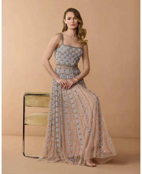 Mac Duggal Petite Embellished Geometric Evening Gown