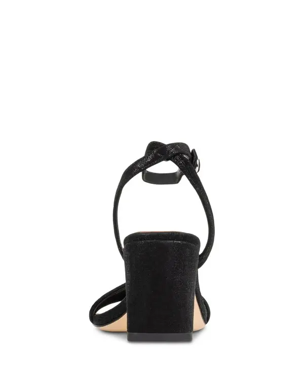 DONALD PLINER Leather Ankle Strap Block Heel Sandals