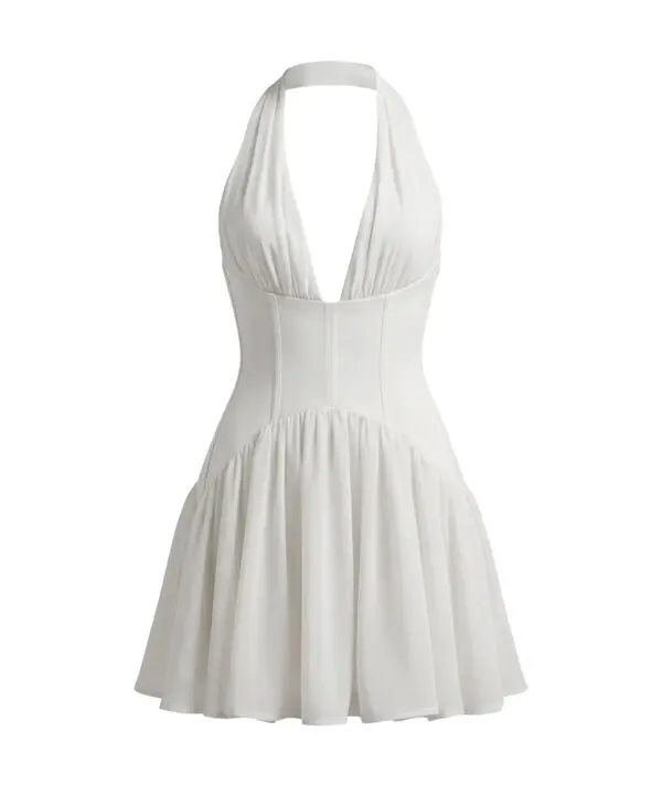 HEIRESS BEVERLY HILLS The Halter Corset Mini Dress - Ivory