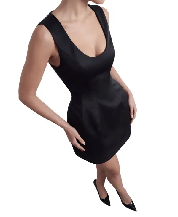 HEIRESS BEVERLY HILLS Sculpting Satin A-line Mini Dress - Black