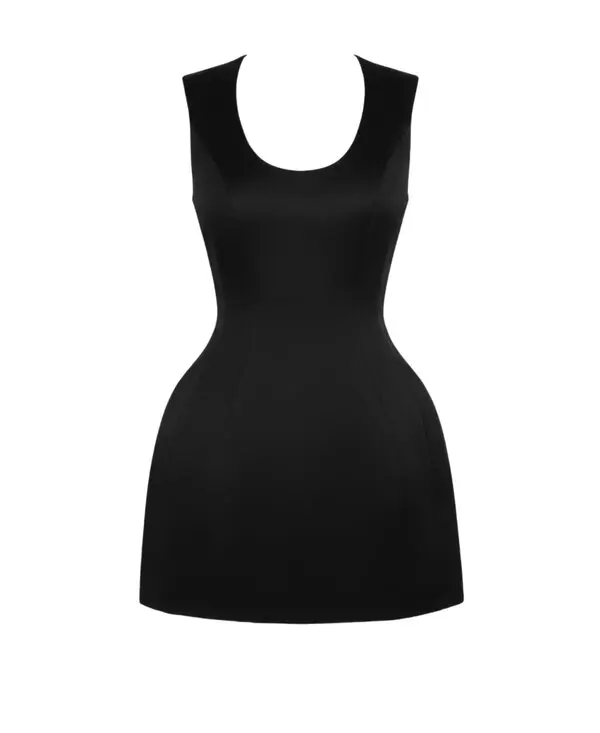 HEIRESS BEVERLY HILLS Sculpting Satin A-line Mini Dress - Black