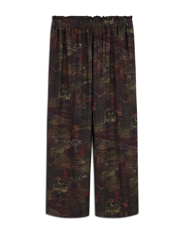 Emporio Armani Cupro Printed Twill Motif Trousers - Brown
