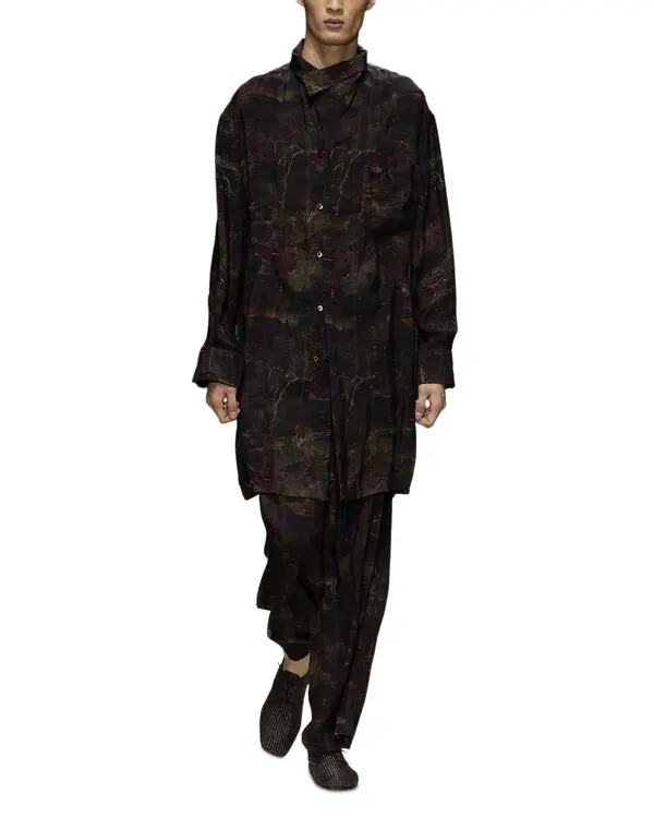 Emporio Armani Cupro Printed Twill Motif Trousers
