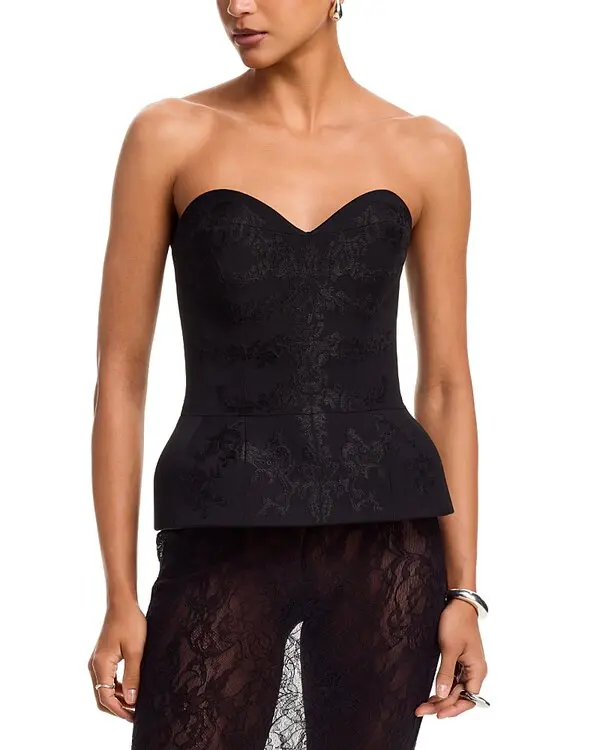 Alexander McQueen Lace Ribcage Embroidery Corset Top - Black