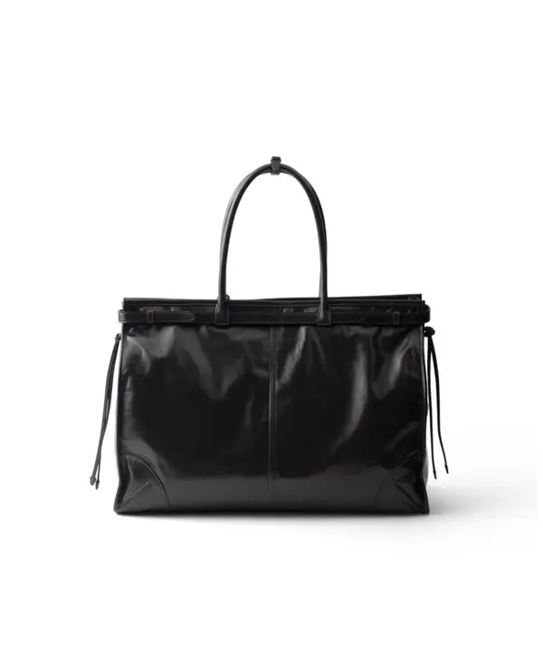 Prada Bonnie Leather Tote Bag - Black