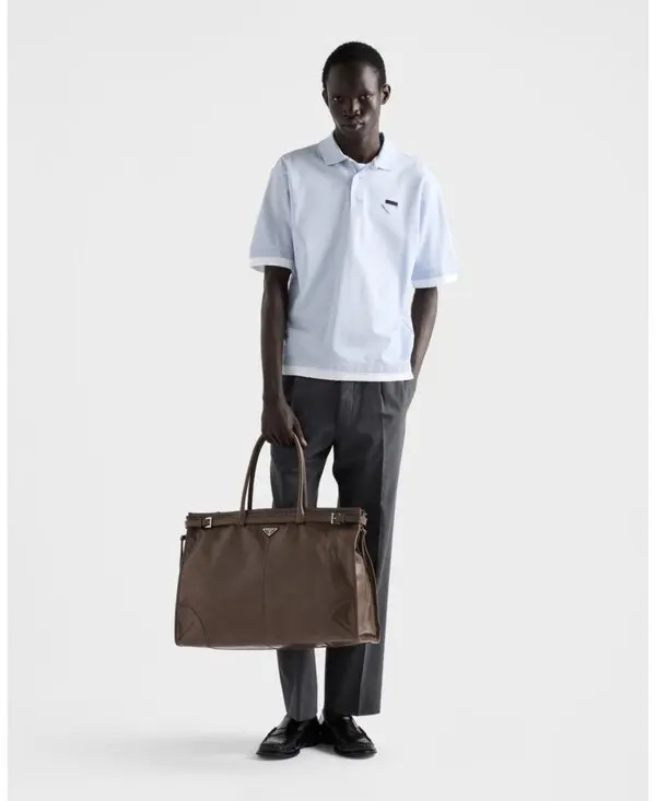 Prada Bonnie Leather Tote Bag - Grey