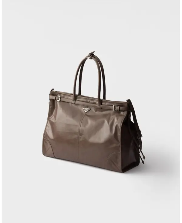 Prada Bonnie Leather Tote Bag - Grey
