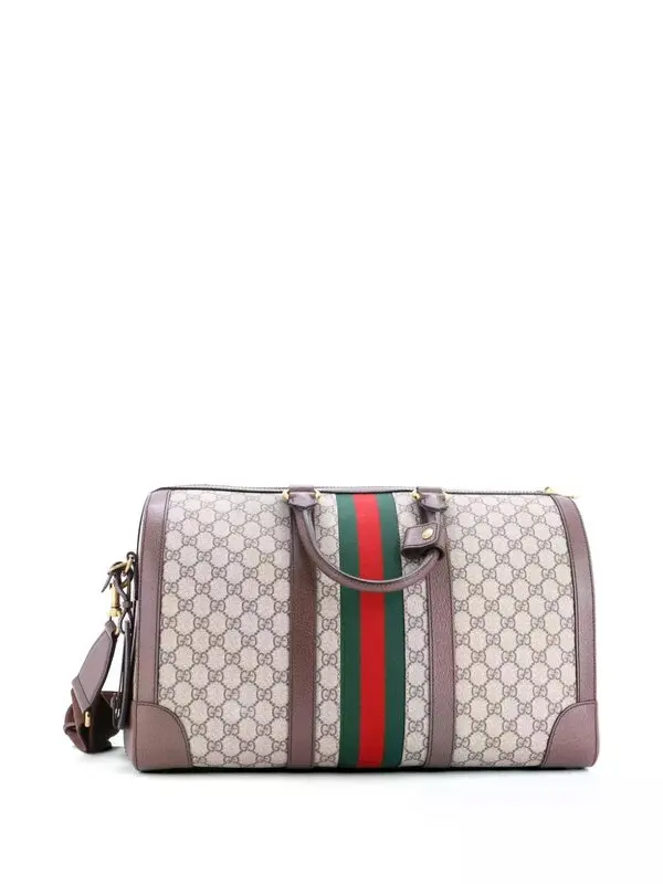Gucci Savoy Web Convertible Duffle Bag In Gg Coated Canvas