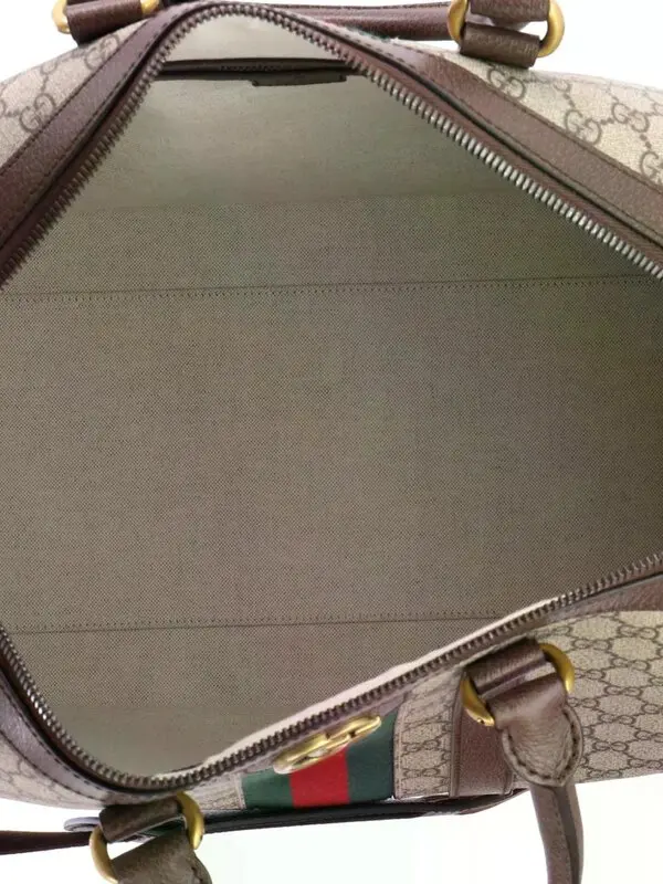 Gucci Savoy Web Convertible Duffle Bag In Gg Coated Canvas