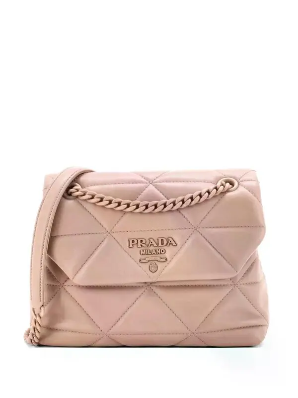 Prada Spectrum Flap Bag Quilted Nappa Leather Shoulder Bag - Neutrals