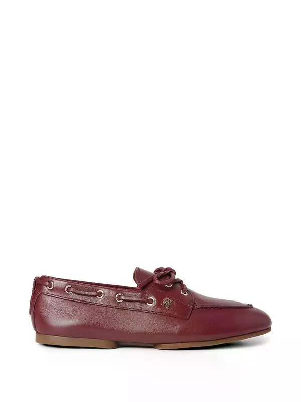 Tommy Hilfiger Burgundy Leather Lace-up Loafers