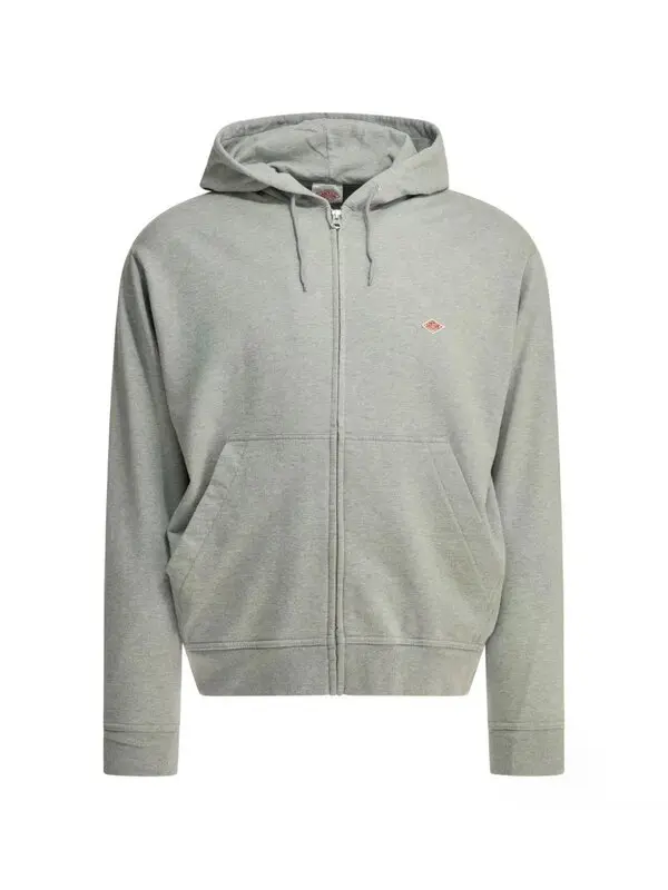 DANTON Logo Patch Zip-up Hoodie - Grey
