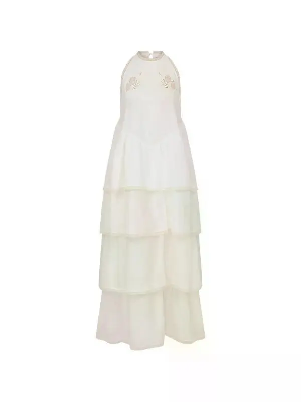 Lug Von Siga Tiered Lace-trim Halterneck Dress - White