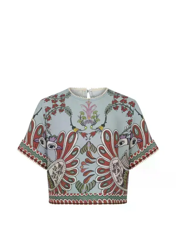 Lug Von Siga Dakota Graphic Print Cropped Top - Blue