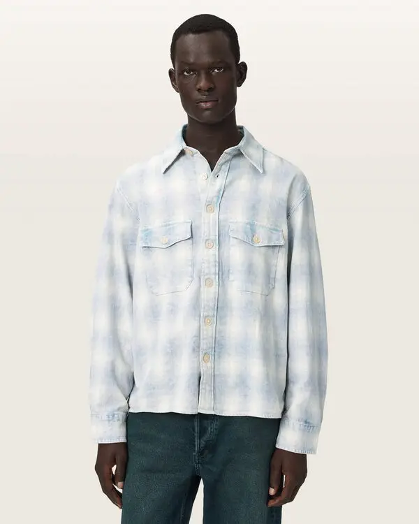 ALLSAINTS Santos Long Sleeve Checked Shirt - Purple