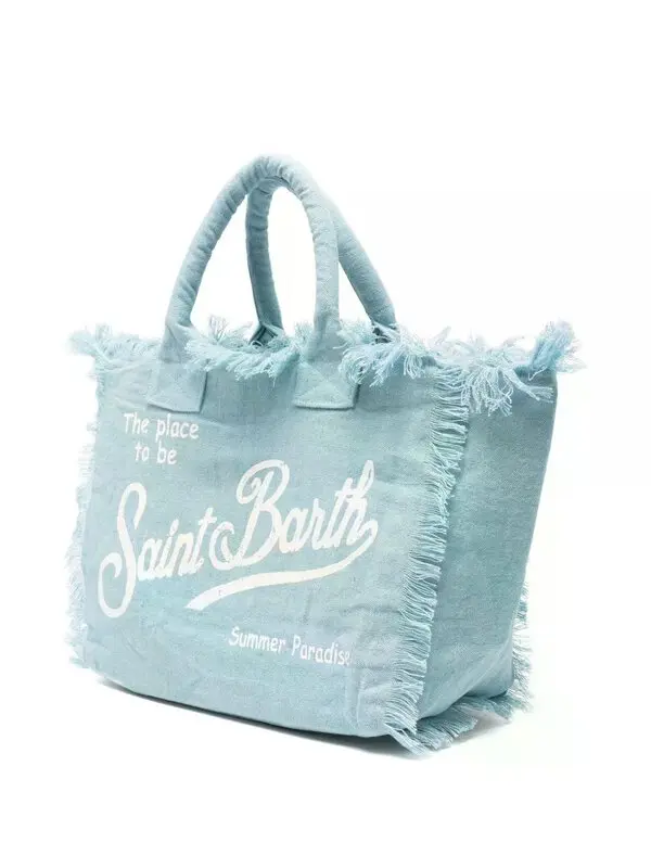 MC2 SAINT BARTH Vanity Linen Fringed Tote Bag