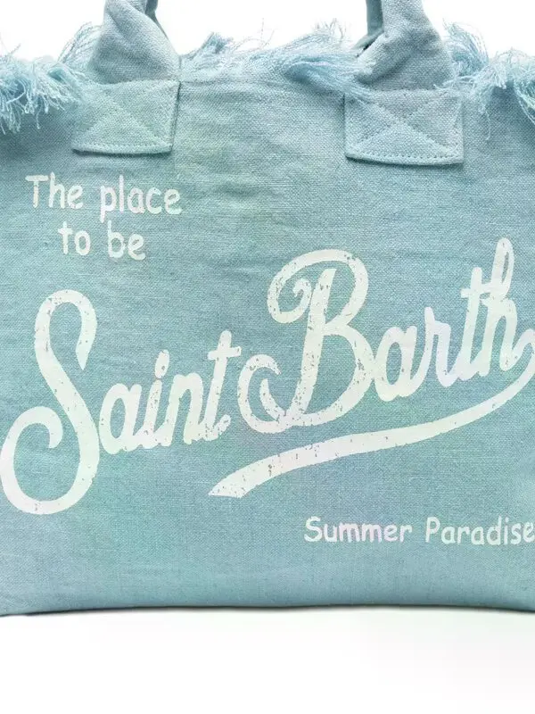 MC2 SAINT BARTH Vanity Linen Fringed Tote Bag