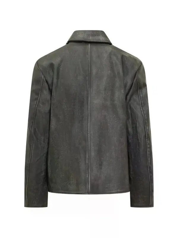 DIESEL® Leather Stripe Zip Jacket
