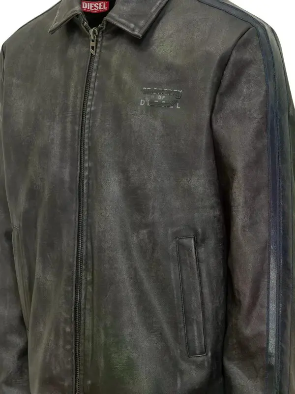DIESEL® Leather Stripe Zip Jacket