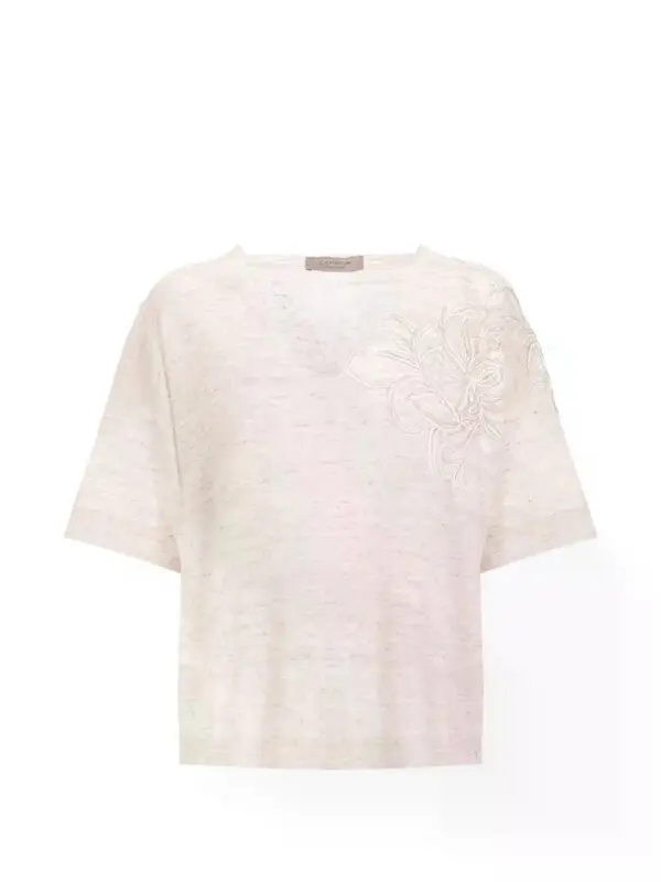 D.exterior Floral Lace Appliqué T-shirt