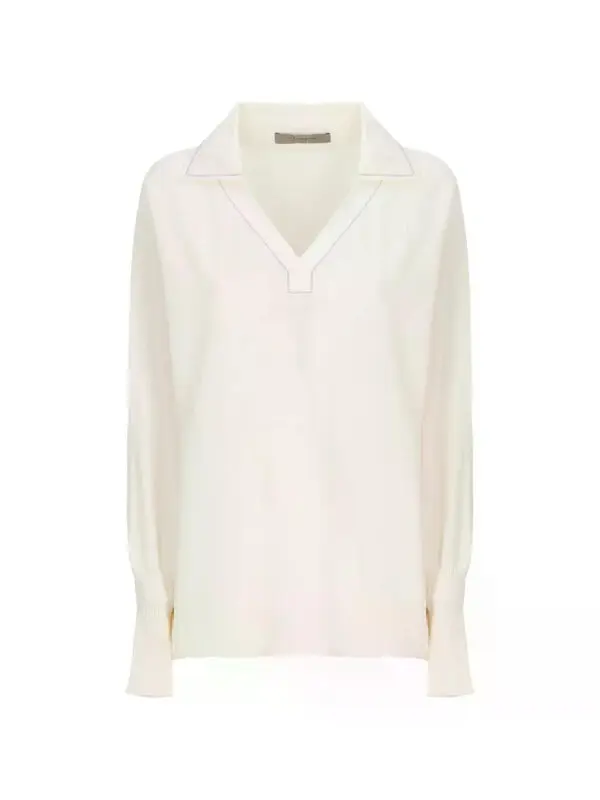 D.exterior Chain-trimmed Collared Top