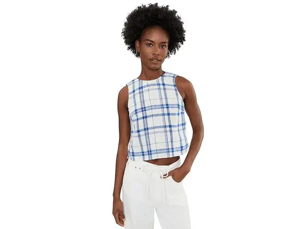 Madewell Odin Top Clothing Oversized Blue/ Plaid - White