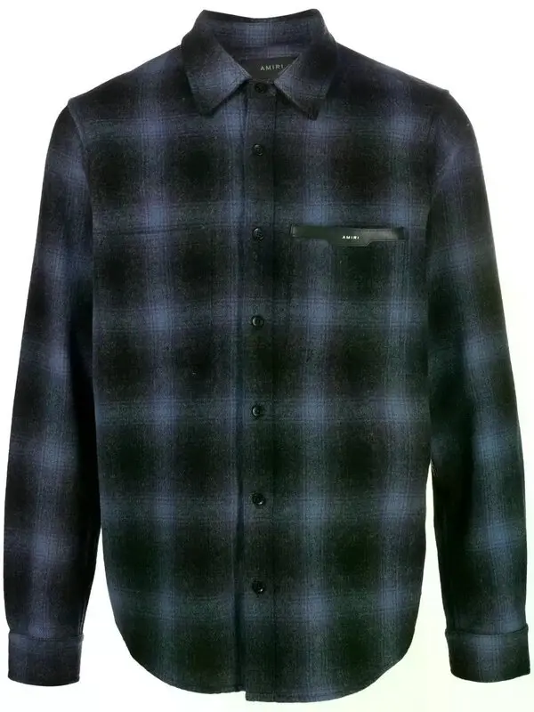 Amiri Logo-patch Check-print Shirt - Blue