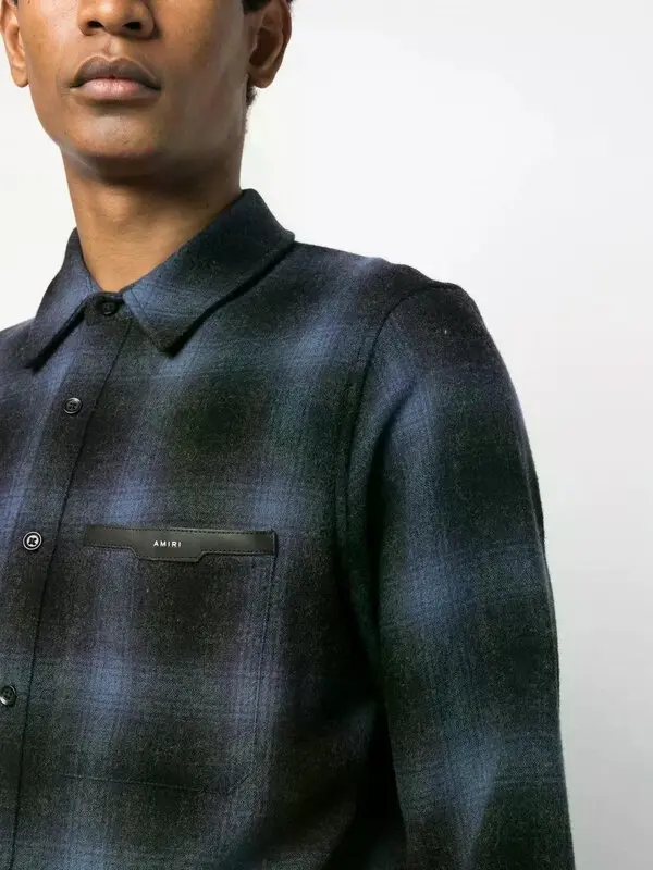Amiri Logo-patch Check-print Shirt - Blue