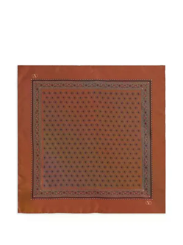 Valentino Garavani V-logo Geometric-print Scarf - Red