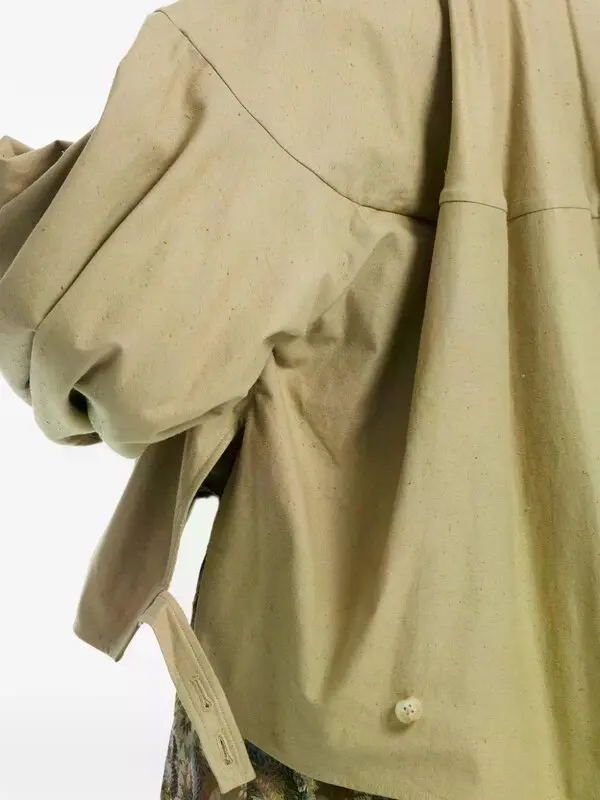 INTO THE EAST Cropped Puff-sleeve Cotton Coat
