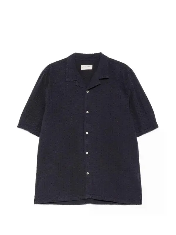 Officine Générale Seersucker-effect Short-sleeve Shirt - Blue