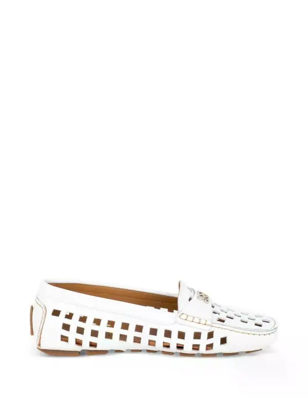 Casadei Leather Loafers With Silver-tone Logo Plaque - White