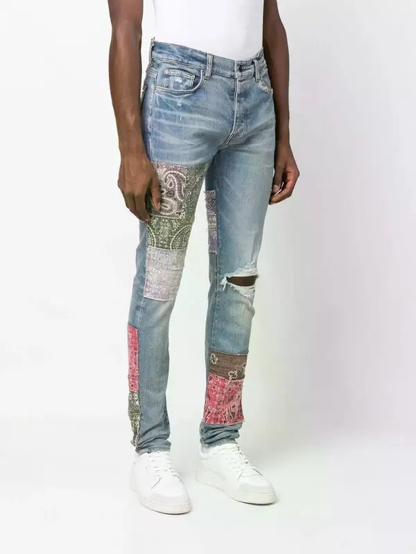 Amiri Distressed Patchwork Skinny Jeans