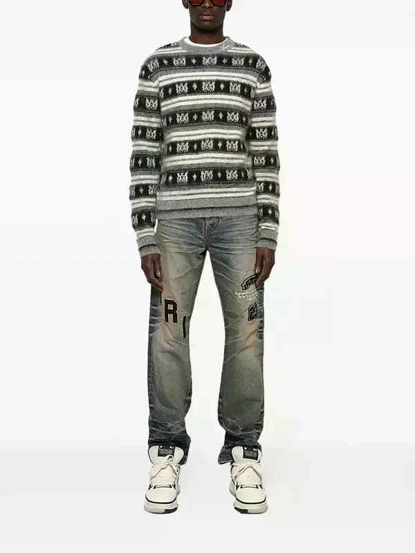 Amiri Logo Patch Distressed Jeans