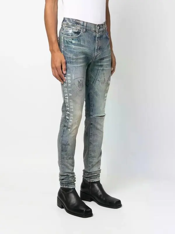 Amiri Slim-fit Illustration Print Jeans
