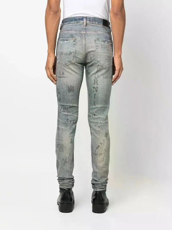 Amiri Slim-fit Illustration Print Jeans