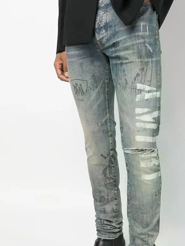 Amiri Slim-fit Illustration Print Jeans